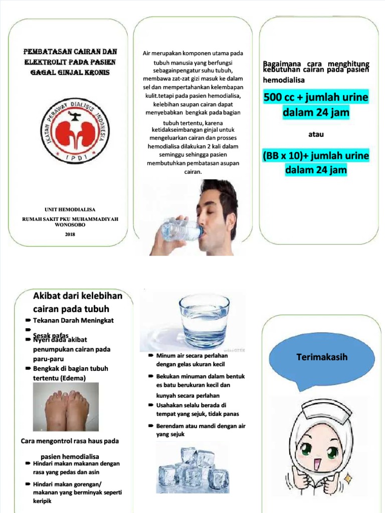 PDF Leaflet Pembatasan Cairan Dan Elektrolit Pada Pasien Hemodialisa - Compress | PDF