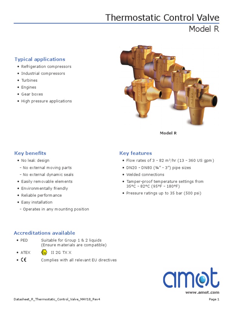 Thermostatic Control Valve: Model R | PDF | Viscosity | Valve