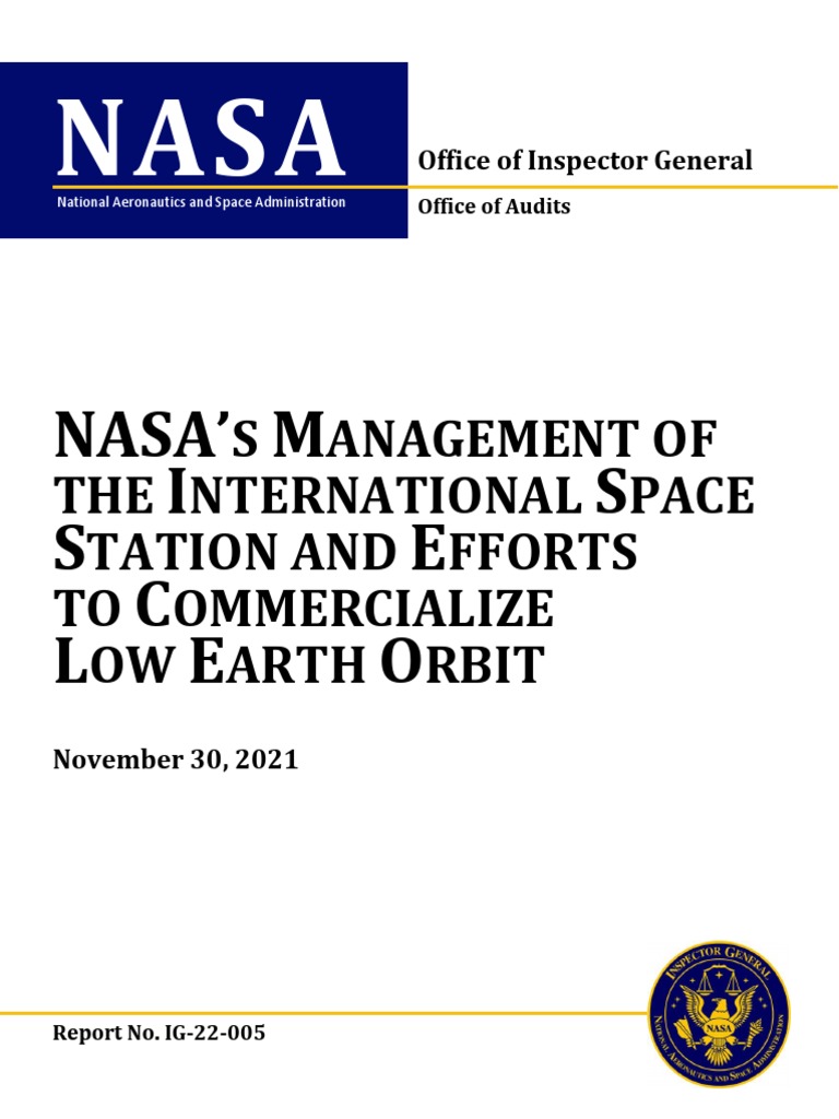 NASA's Management of The International Space Station and Efforts To ...