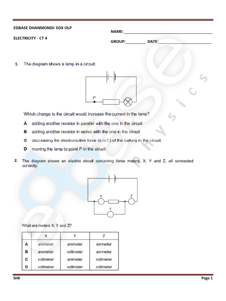 Olp Igcse Circuits CT 4 | PDF | Electrical Resistance And Conductance ...