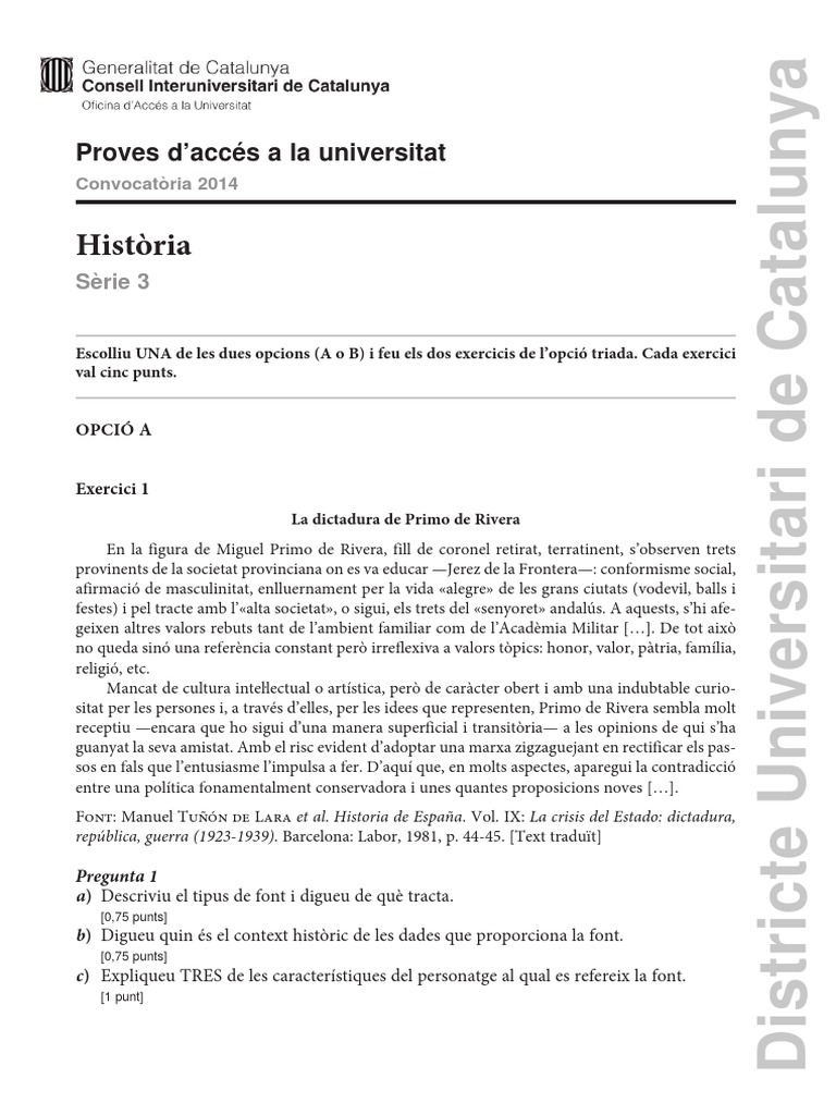 Examen Pau Història Juny 2014 Pdf
