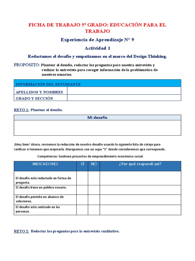 Ficha Ept - 5° - Exp 9 - Act1 | PDF