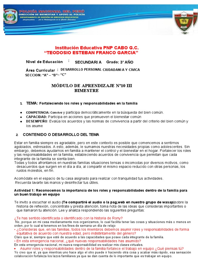 Modulo 10 - Iii - 3° - DPCC | PDF