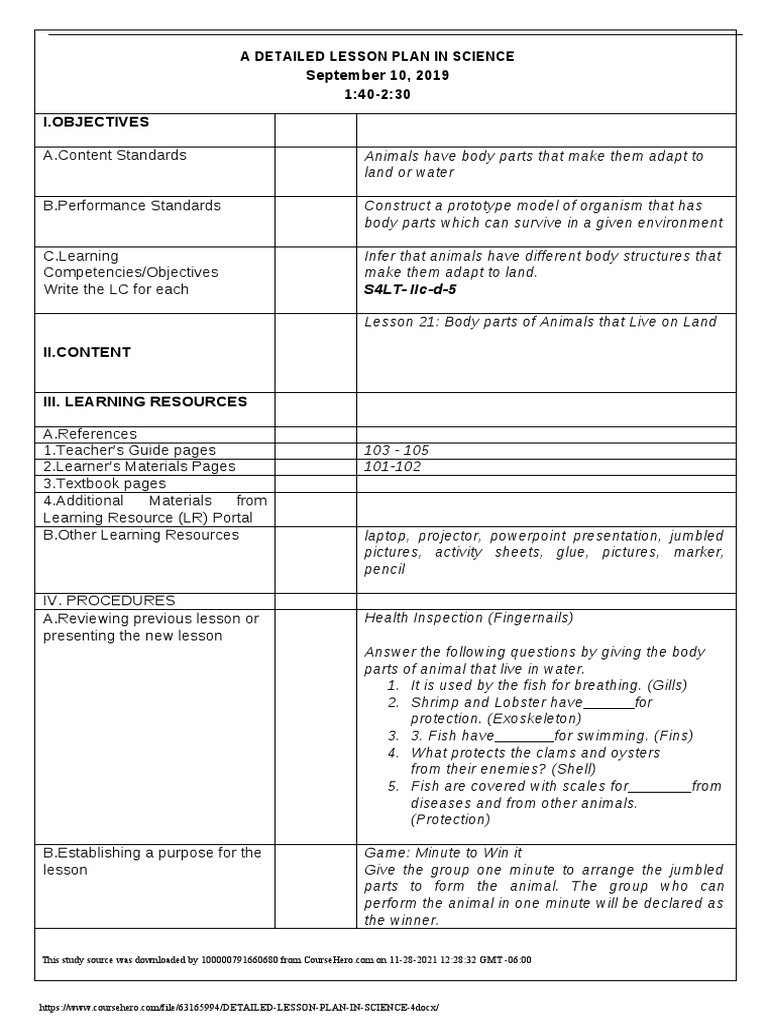 Science Grade 4.1 | PDF | Zoology