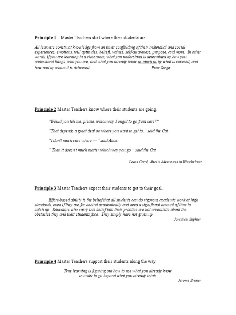 Principles of Master Teachers | PDF | Communication | Change