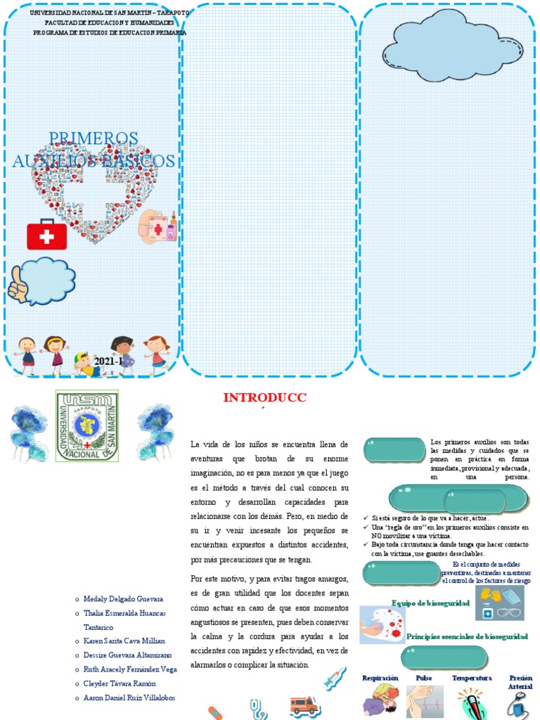 Triptico Primeros Auxilios | PDF | Reanimación cardiopulmonar | Medicina CLINICA