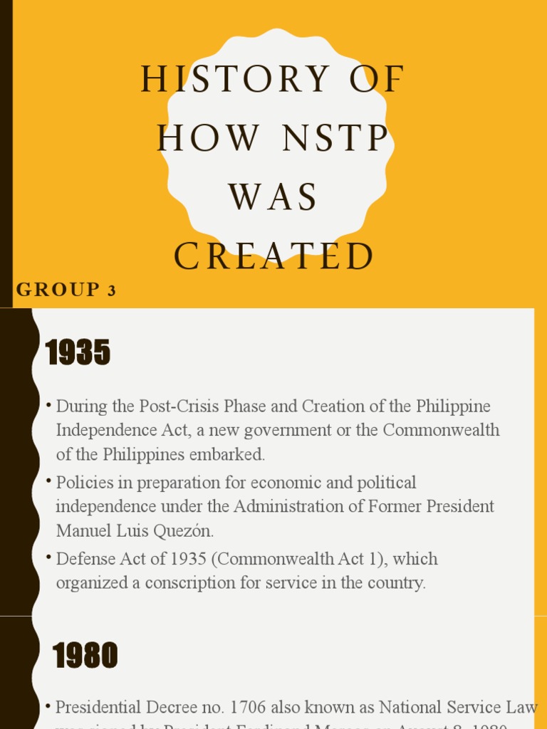 History of How NSTP WAS Created: Group | PDF | Philippines | Government
