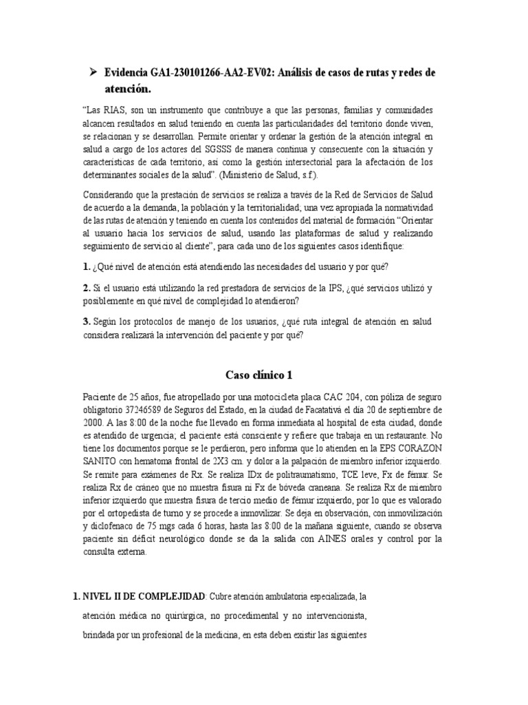 Borrador Analisis de Casos de Rutas de Redes de Atencion | PDF | Hospital | Cirugía