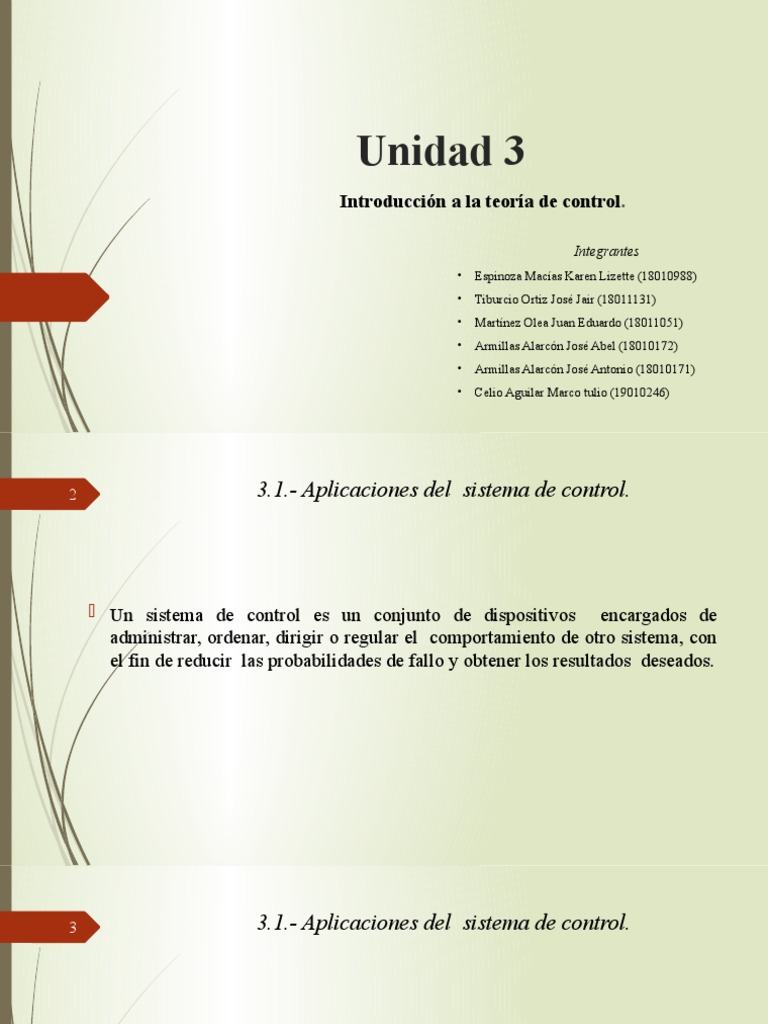 Unidad 3 Introducción A La Teoría de Control. | PDF | Sistema de ...