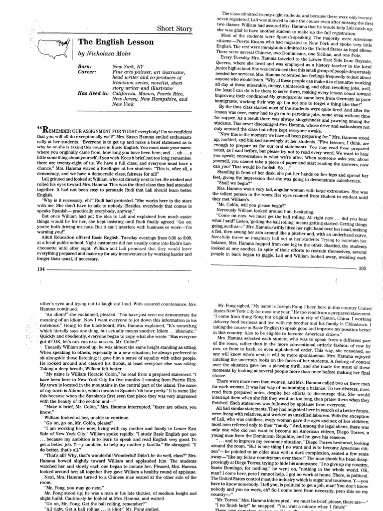 The English Lesson | PDF