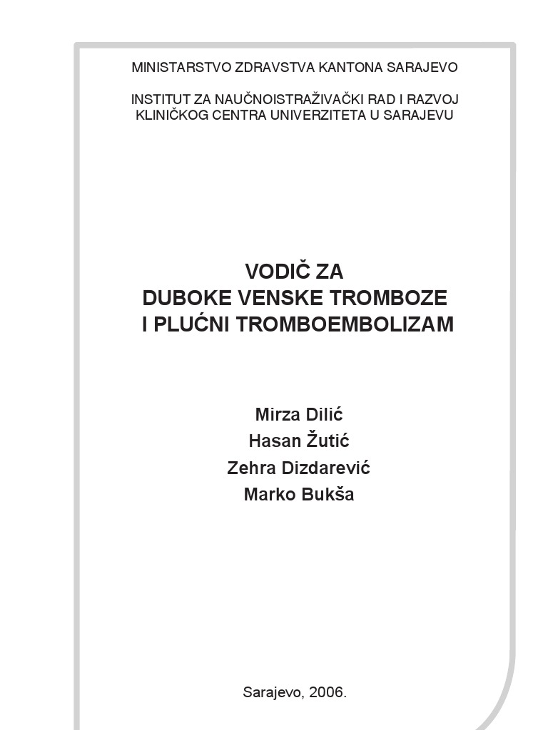 Vodic - Duboke Venske Tromboze I Plucni Tromboembolizam | PDF