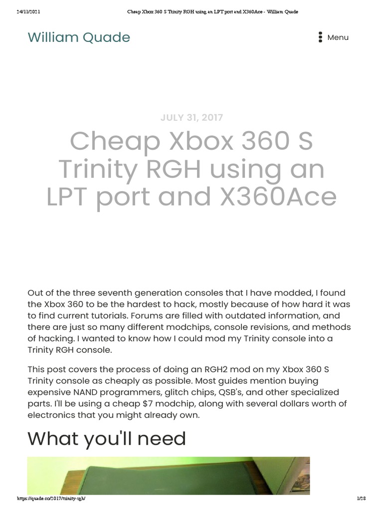 Cheap Xbox 360 S Trinity RGH Using An LPT Port and X360Ace - William ...