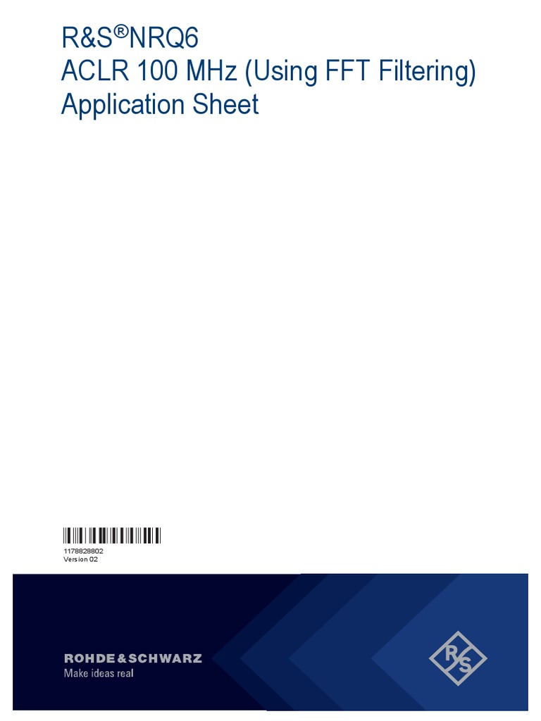 R&S Nrq6 Aclr 100 MHZ (Using FFT Filtering) Application Sheet | PDF ...