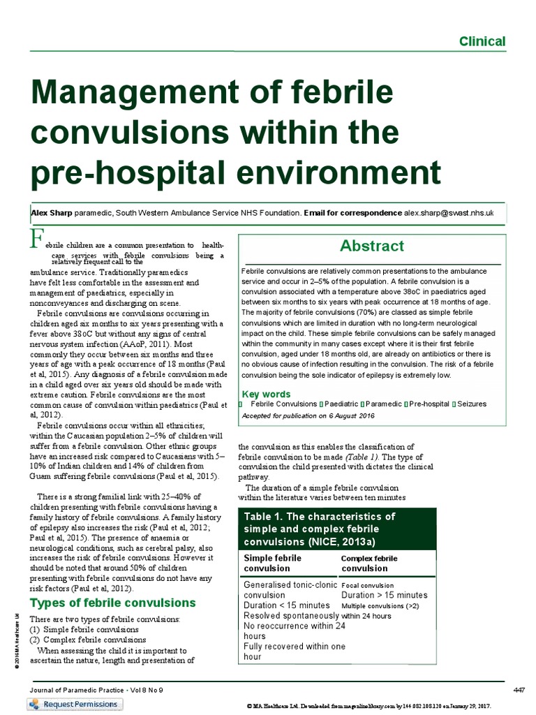 Management of Febrile | PDF | Fever | Emergency Medical Services
