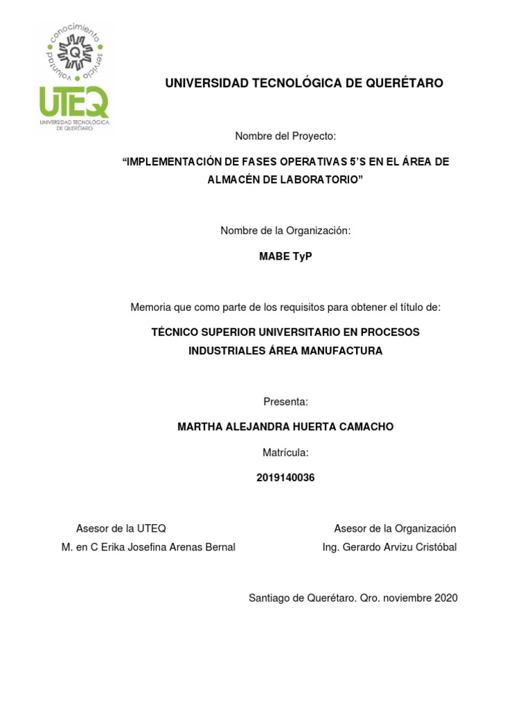 Titulación (TSU) (Terminado) (Martha Alejandra Huerta Camacho) | PDF | Procesos de negocio ...