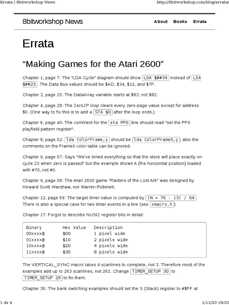 Comprehensive List of Errata and Updates for Books and Code Examples ...
