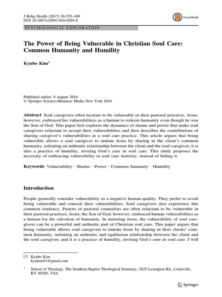 The Power of Being Vulnerable in Christian Soul Care: Common Humanity ...