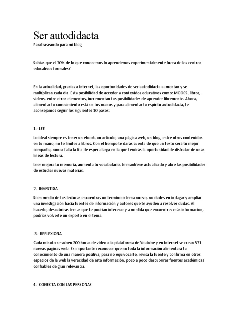 Ser Autodidacta | PDF | Aprendizaje | Memoria
