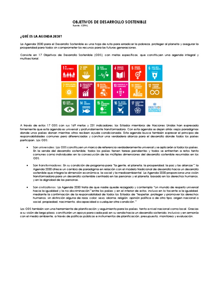 ODS - Agenda 2030 | PDF | Sustentabilidad | Desarrollo sostenible