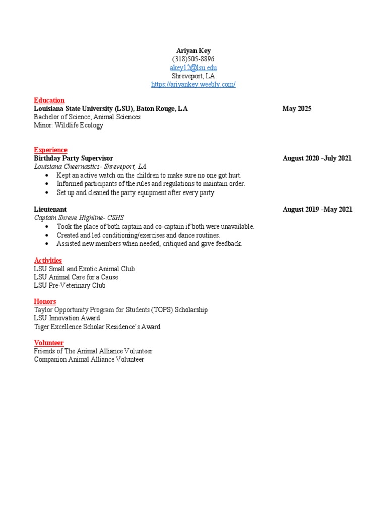 Lsu Resume | PDF