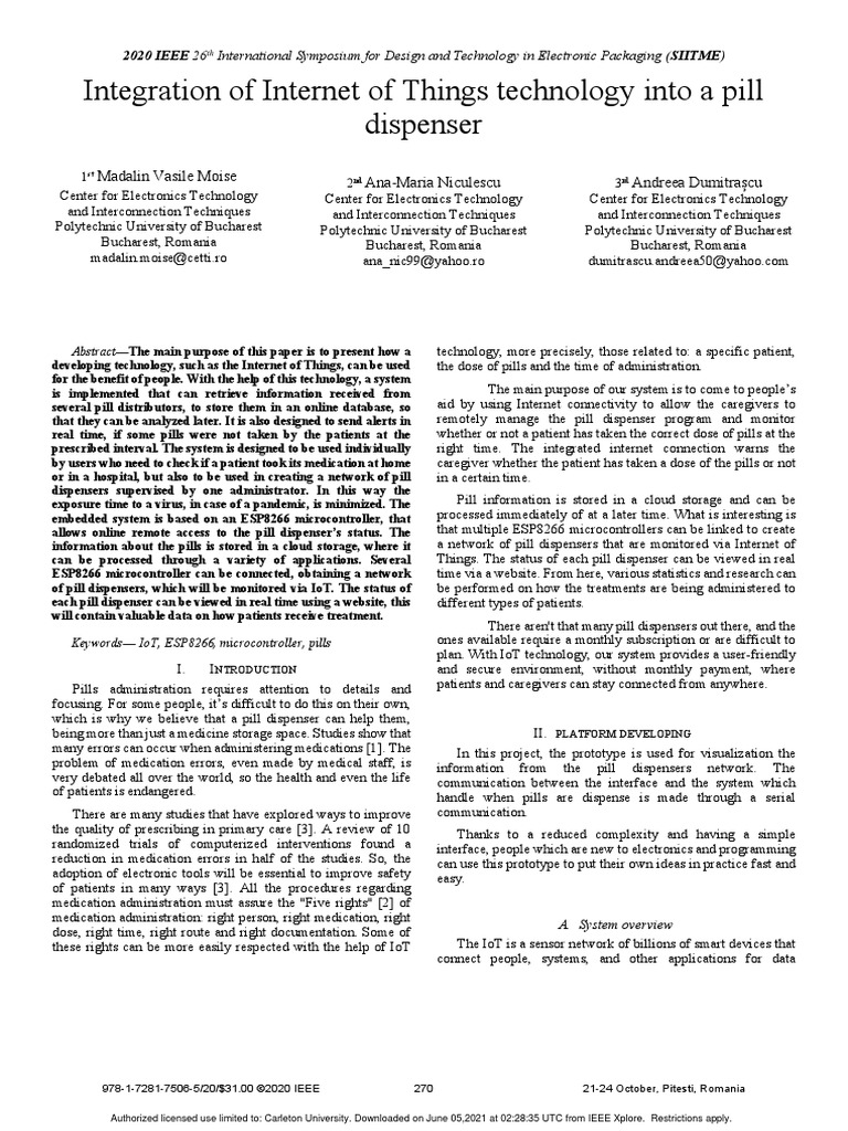 Electronic Pill | PDF | Internet Of Things | World Wide Web