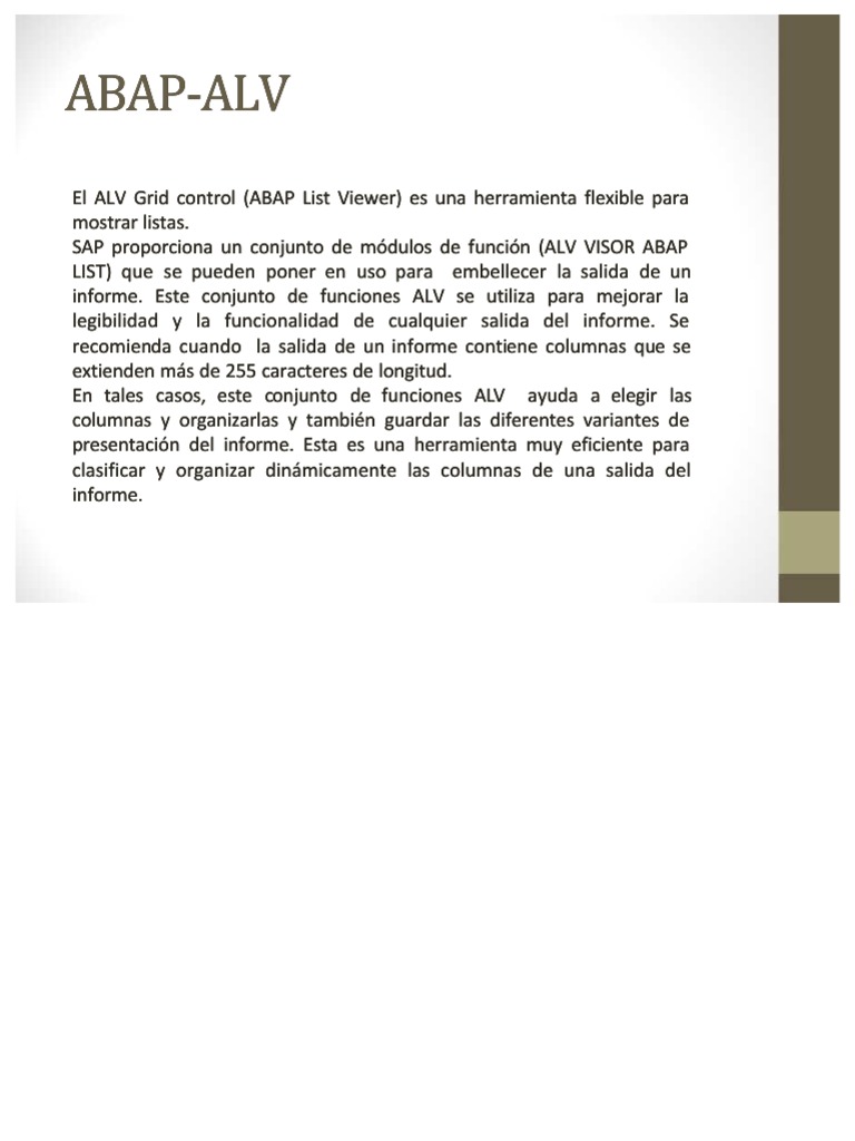 Abap Alv | PDF | Informática | Ingeniería Informática