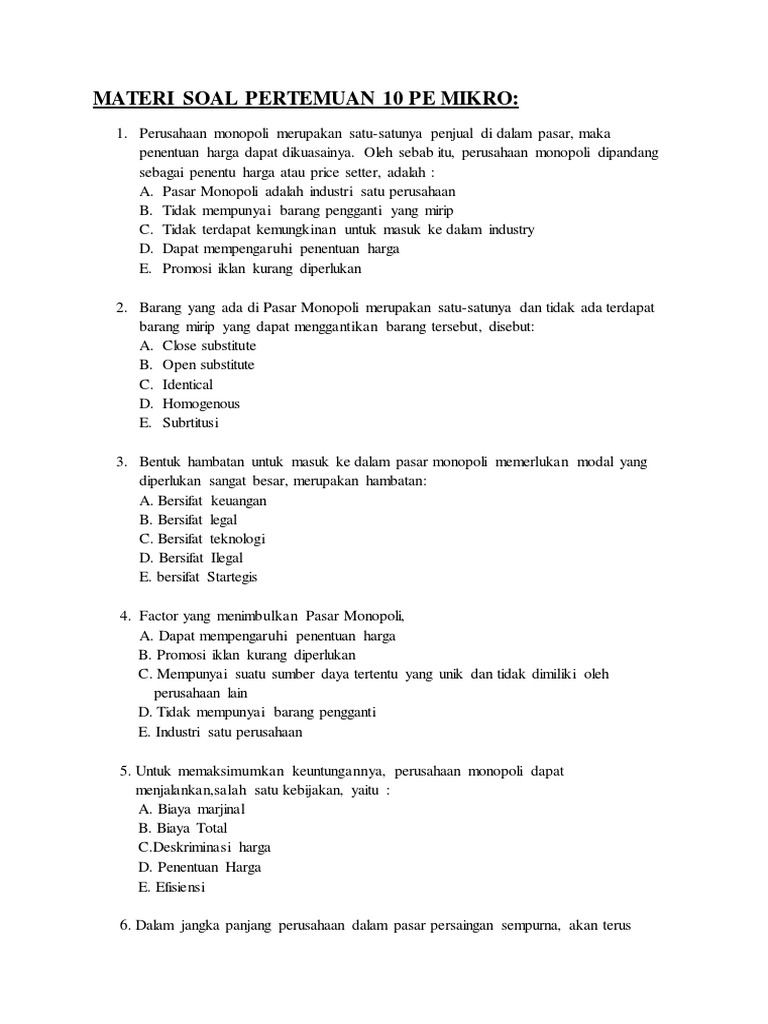 Soal Pe Mikro P.10 | PDF