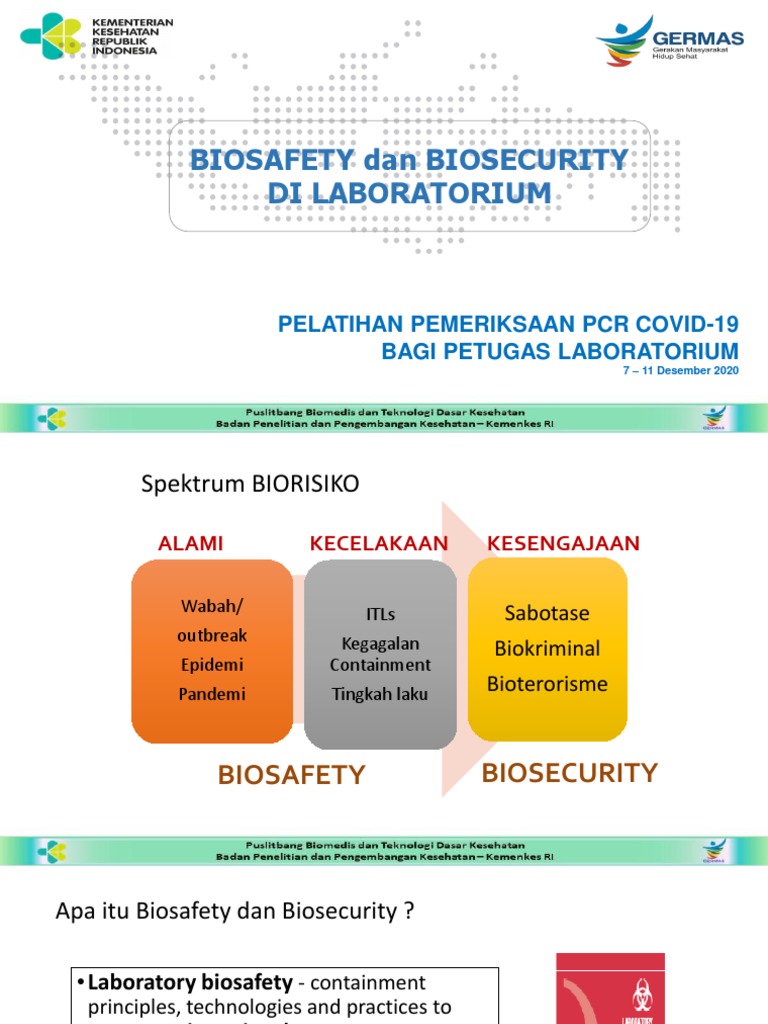MI 1. Biosafety Dan Biosecurity Di Laboratorium Dan APD | PDF