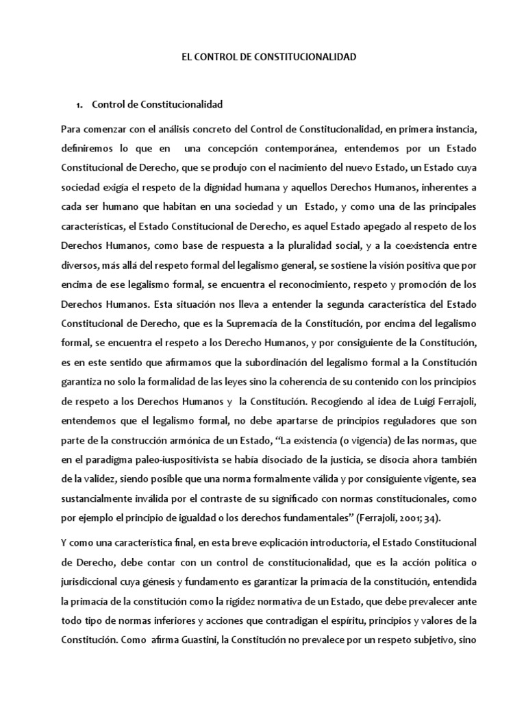 Control constitucional garantiza supremacía de la Constitución | PDF ...