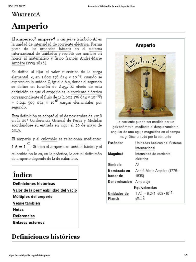 Amperio | PDF | Sistema Internacional de Unidades | Metrología