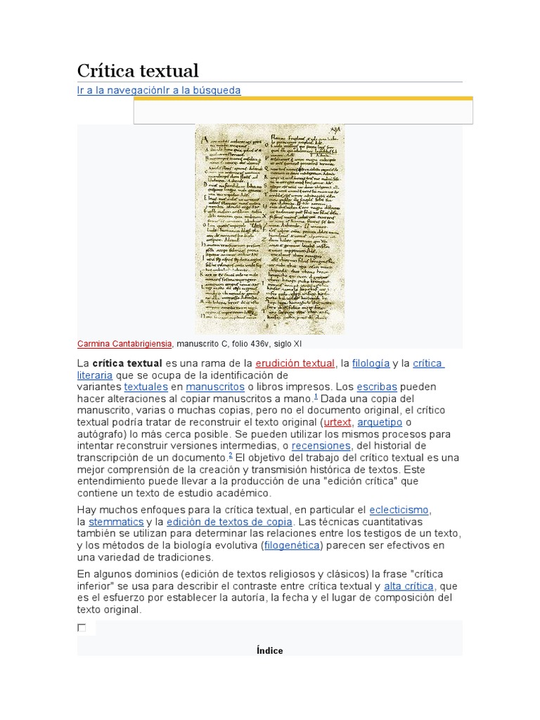 Crítica Textual | PDF | Crítica textual | Escritura