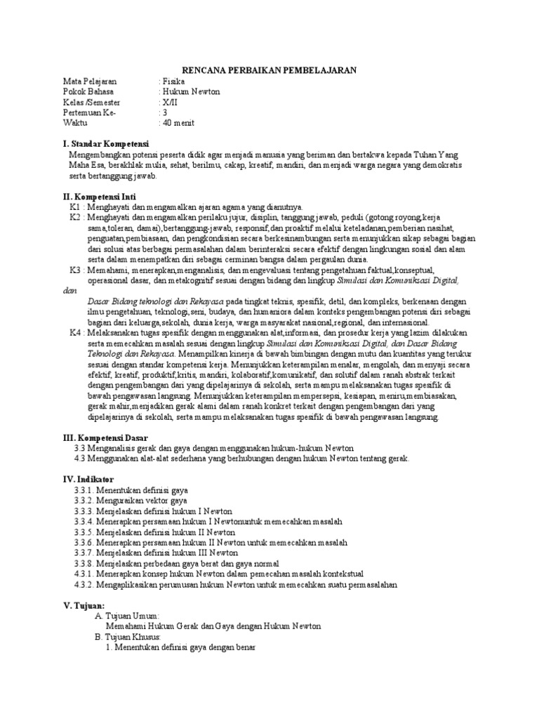 RENCANA PERBAIKAN PEMBELAJARAN Siklus 1 | PDF