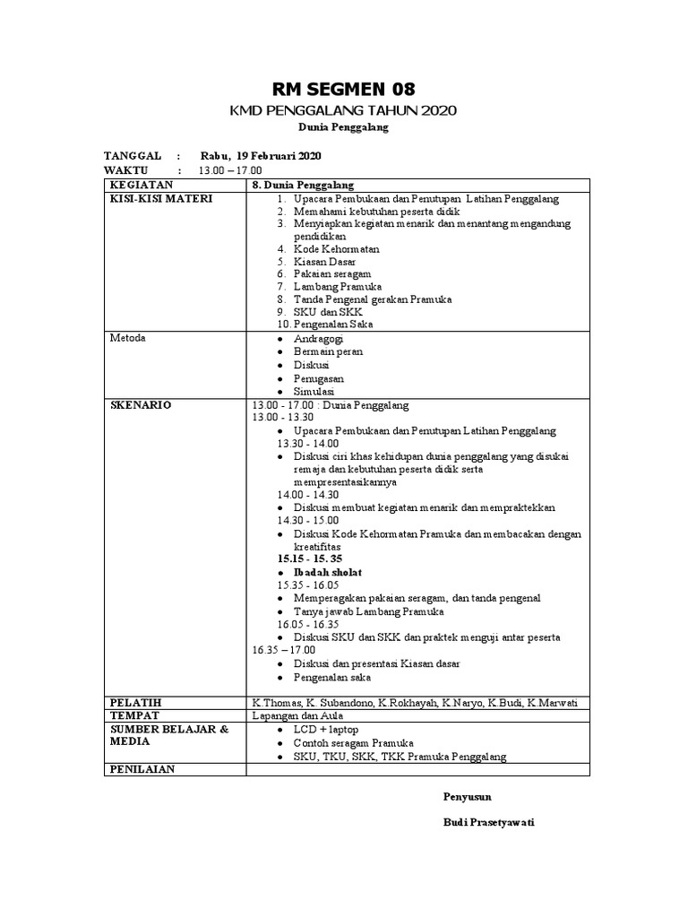 RM Segmen 08: KMD Penggalang Tahun 2020 | PDF