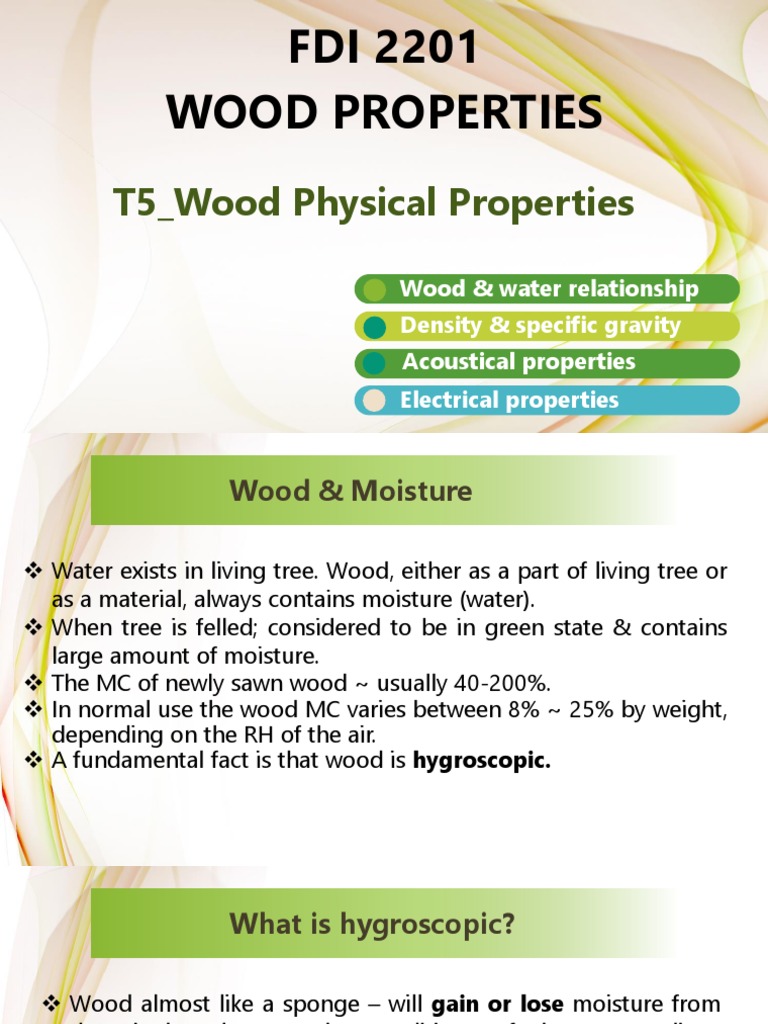 t6 - Wood Physical Properties | PDF | Density | Wood