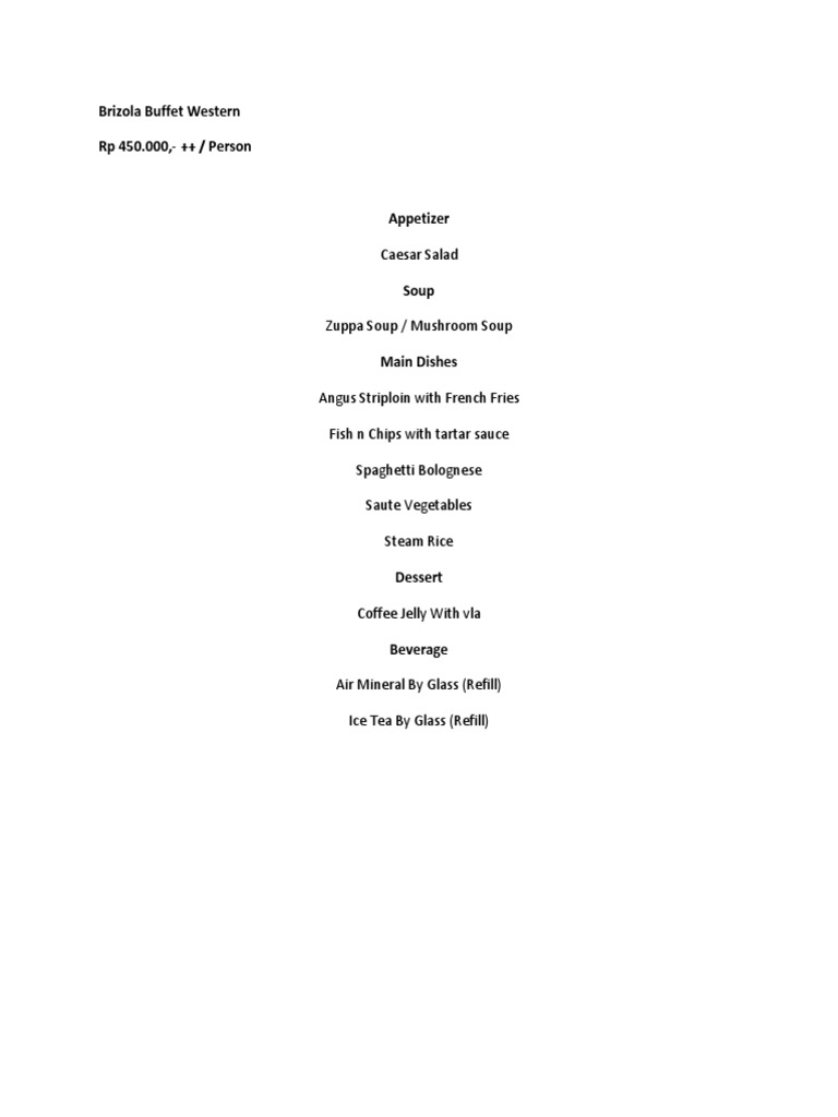 Brizola Buffet Western RP 450.000,-++ / Person: Caesar Salad | Download ...