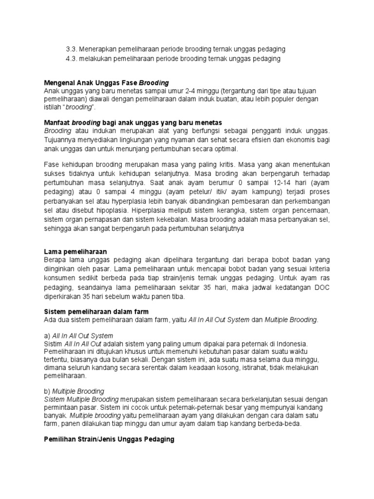 Mengenal Anak Unggas Fase Brooding | PDF