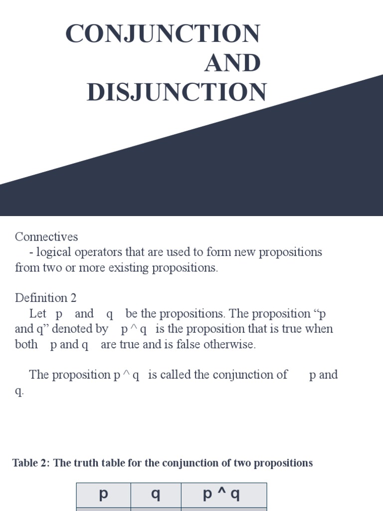 Conjunction and Disjunction | PDF