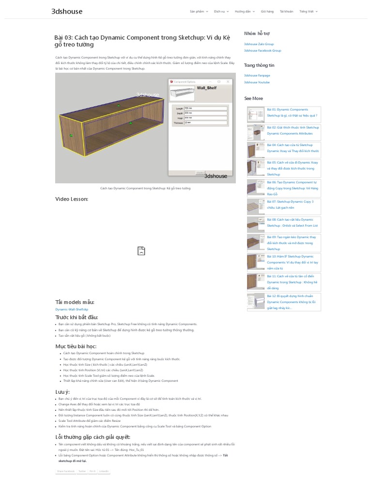 Bài 03 Cách Tạo Dynamic Component Trong Sketchup Ví Dụ Kệ Gỗ Treo Tường 3dshouse Pdf 