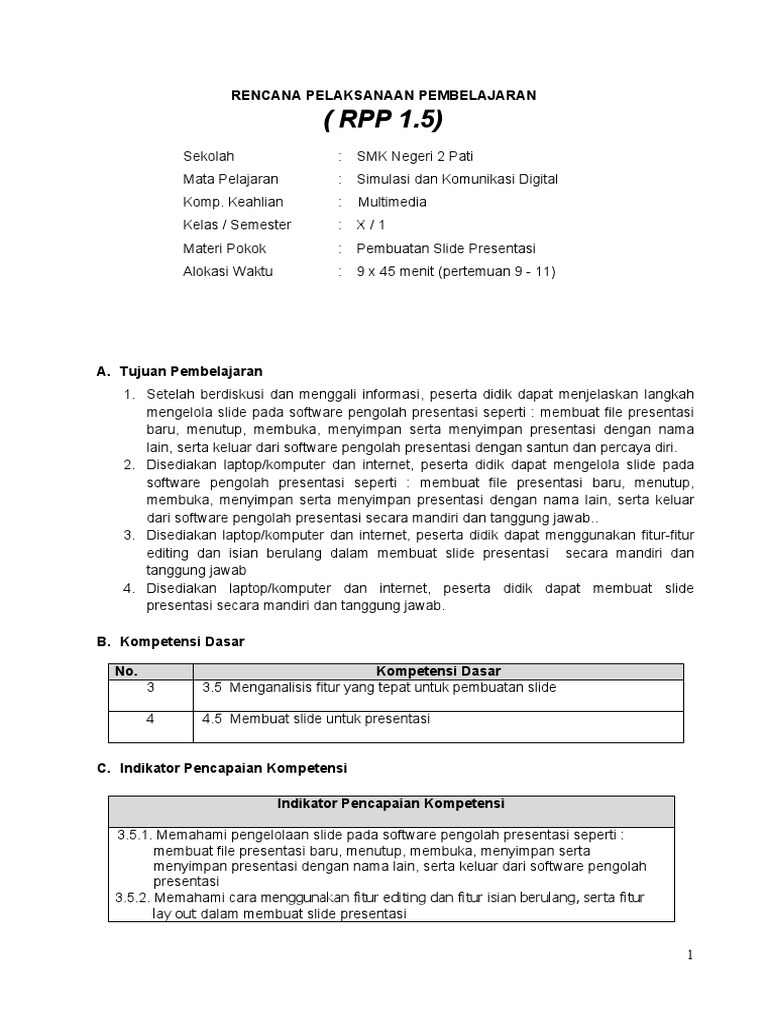 5 - RPP Pembuatan Slide Presentasi | PDF | Komputer