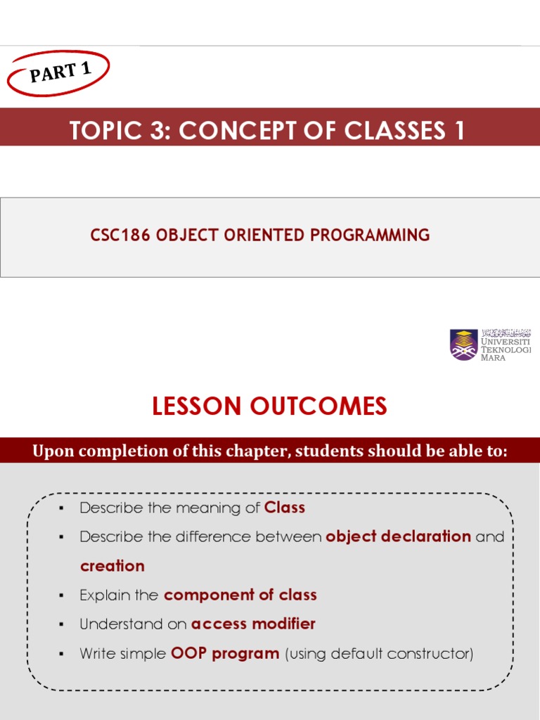 Csc186topic 3 - Part1 | PDF | Class (Computer Programming) | Method (Computer Programming)