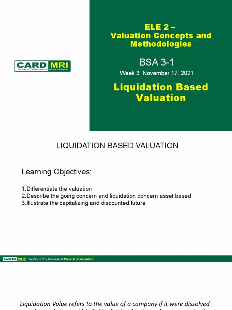 Chapter 3 Liquidation Value | PDF | Valuation (Finance) | Value (Economics)