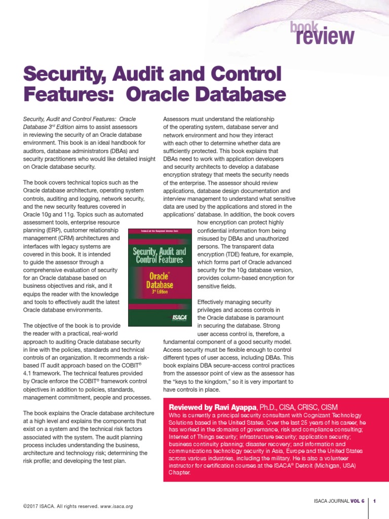 Review: Security, Audit and Control Features: Oracle Database | PDF ...