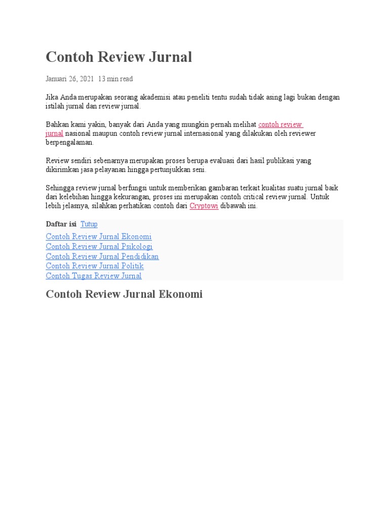 Contoh Review Jurnal | PDF