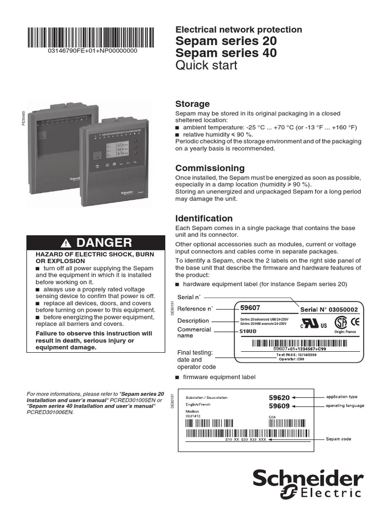 Sepam Series 20 Sepam Series 40: Quick Start | PDF | Electrical ...
