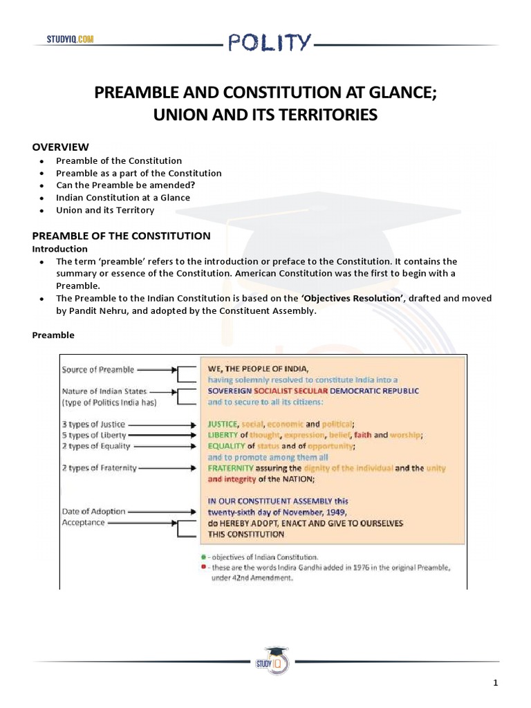 1.07 Preamble and Constitution at Glance | PDF | Political Charters ...