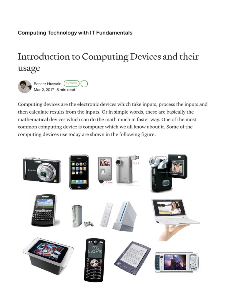 Introduction To Computing Devices and Their Usage - by Baseer Hussain ...