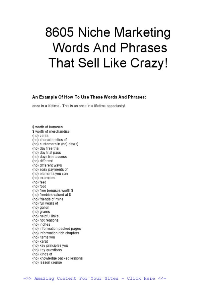 25-Niche Marketing Words | PDF | Automation