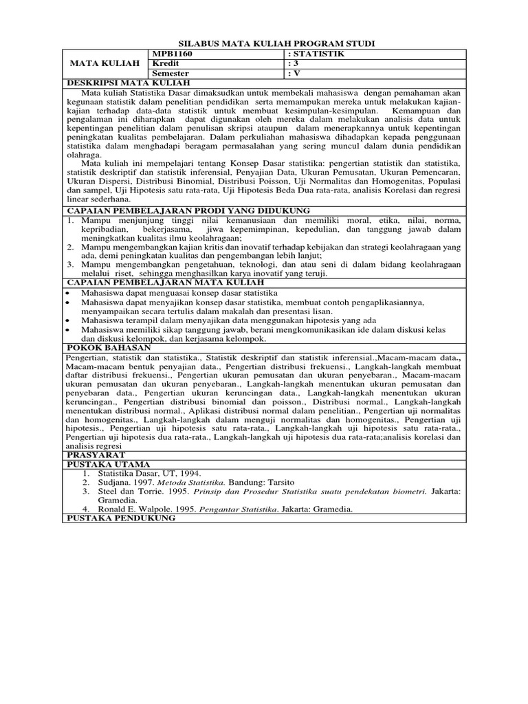 RPS Statistik PJKR | PDF | Komputer