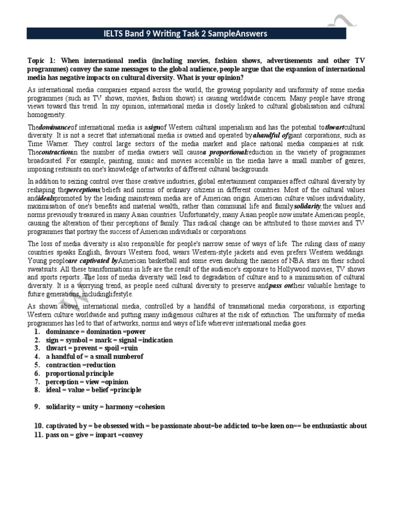 Word-IELTS Band 9 Writing Task 2 Sample Answers - Booksknot | PDF ...