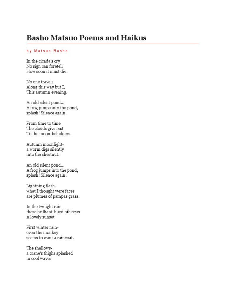 Basho Matsuo Poems and Haikus | PDF | Haiku | Japanese Poetry